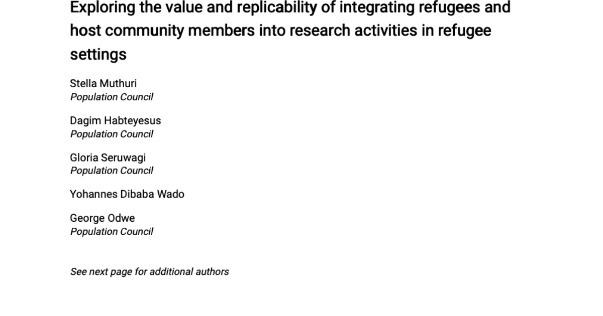 Exploring the value and replicability of integrating refugees and…